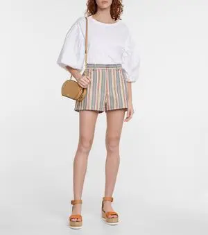 See By Chloé Striped Denim Shorts