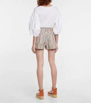 See By Chloé Striped Denim Shorts