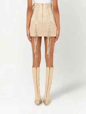 Dolce & Gabbana Lace-up Jersey Miniskirt - Neutrals