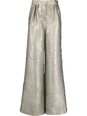 Alberta Ferretti Wide-leg Metallic Jacquard Trousers