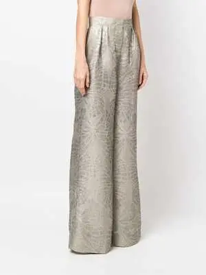 Alberta Ferretti Wide-leg Metallic Jacquard Trousers