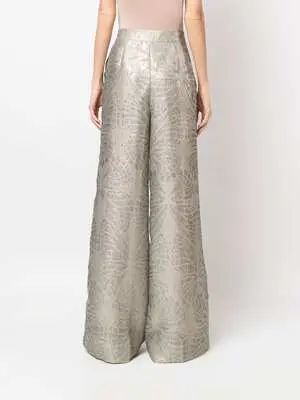 Alberta Ferretti Wide-leg Metallic Jacquard Trousers