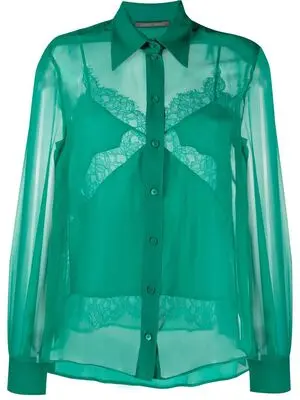 Alberta Ferretti Silk Lace Insert Shirt