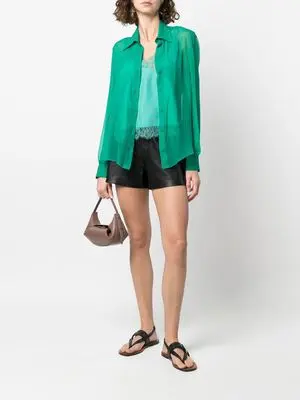 Alberta Ferretti Silk Lace Insert Shirt