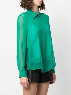 Alberta Ferretti Silk Lace Insert Shirt