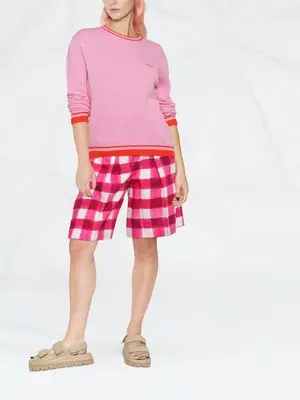 MSGM Gingham Print Knee-length Shorts