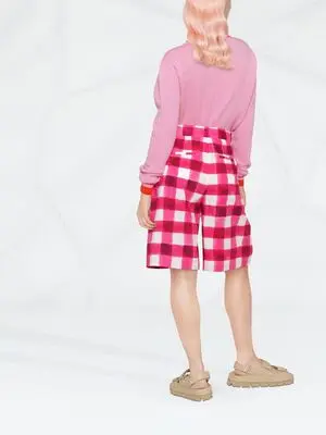 MSGM Gingham Print Knee-length Shorts