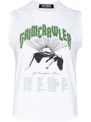 Raf Simons Grimcrawler-print Sleeveless Top - White