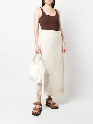 JIL SANDER Fringed Wrap-effect Midi Skirt