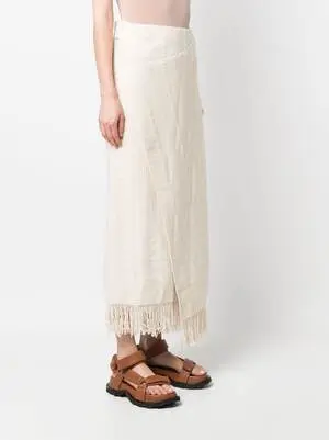 JIL SANDER Fringed Wrap-effect Midi Skirt