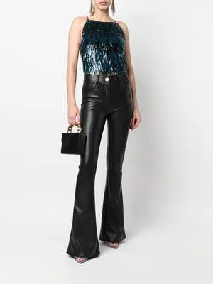 Alberta Ferretti Sequin-fringed Wrap-tie Top