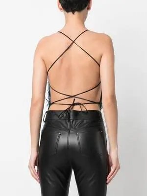 Alberta Ferretti Sequin-fringed Wrap-tie Top