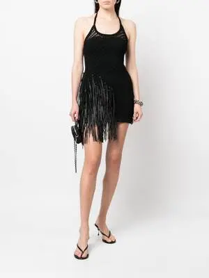 1017 Alyx 9sm Fringe-trim Crochet-knit Mini Dress