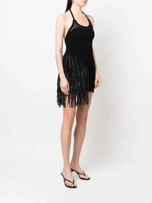 1017 Alyx 9sm Fringe-trim Crochet-knit Mini Dress