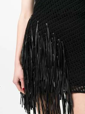 1017 Alyx 9sm Fringe-trim Crochet-knit Mini Dress