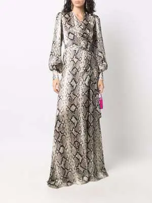 Philipp Plein Python-print Silk Long Dress