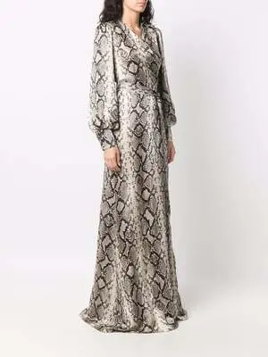 Philipp Plein Python-print Silk Long Dress