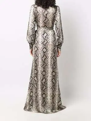 Philipp Plein Python-print Silk Long Dress