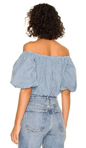 Nation Ltd Sonali Bubble Hem Top In Blue