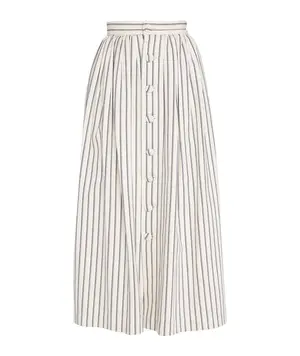 Adam Lippes Stripe Denim Midi Skirt - Canvas/indigo