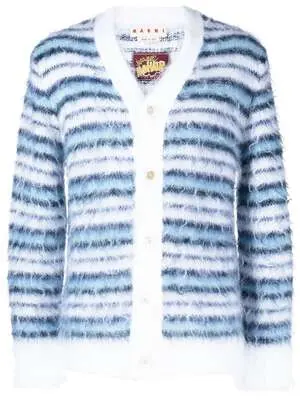 Marni Striped V-neck Cardigan - Blue