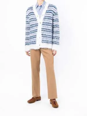Marni Striped V-neck Cardigan - Blue