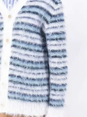 Marni Striped V-neck Cardigan - Blue