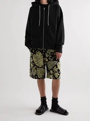 JIL SANDER Logo-embroidered Cotton-jersey Zip-up Hoodie