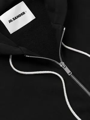 JIL SANDER Logo-embroidered Cotton-jersey Zip-up Hoodie
