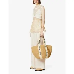 Chloé Woody Medium Paper Basket Tote - White