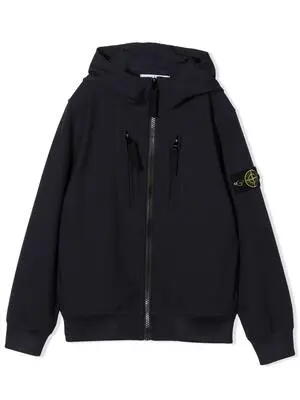 Stone Island Blue Polyurethane Resin Hooded Jacket