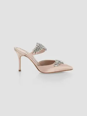 MANOLO BLAHNIK Lurum 90mm Embellished Satin Mules