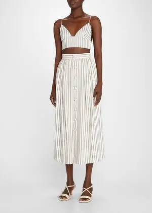 Adam Lippes Striped Denim Bralette