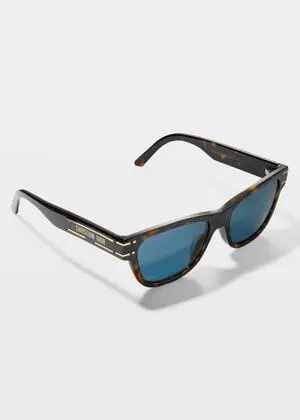 Dior DiorSignature S6U Rectangle Sunglasses Dark Havana Blue