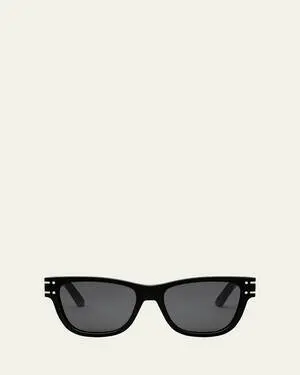 Dior DiorSignature S6U Rectangle Sunglasses Shiny Black  Smoke