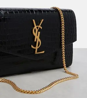 Saint Laurent Uptown Croc-effect Leather Shoulder Bag
