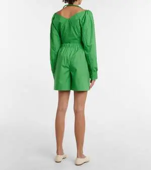 Nanushka Megan Cotton Poplin Shorts - Green