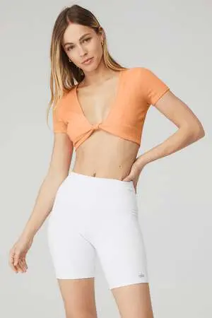 Alo Yoga Ribbed Knotty Short Sleeve Top