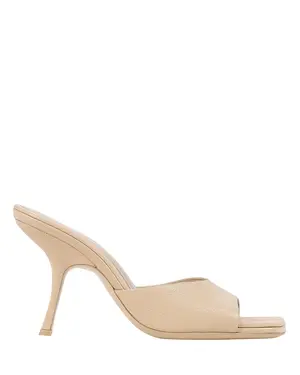 By Far Mora Leather Mules Beige