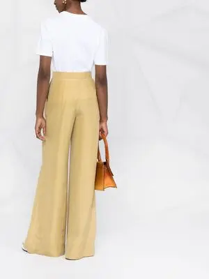 Alberta Ferretti Wide-leg Silk Trousers - Neutrals