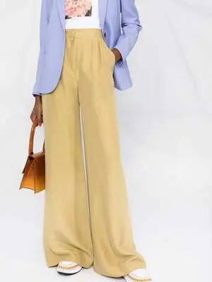 Alberta Ferretti Wide-leg Silk Trousers - Neutrals
