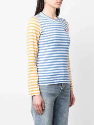 Play Comme Des Garcon Logo-patch Striped T-shirt
