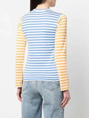Play Comme Des Garcon Logo-patch Striped T-shirt