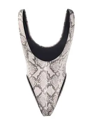 Philipp Plein Python-print Monokini Swimsuit - Neutrals