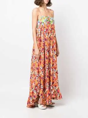 MSGM Floral Print Pleated Maxi Dress