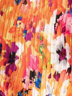 MSGM Floral Print Pleated Maxi Dress