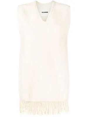 JIL SANDER Fringed V-neck Top