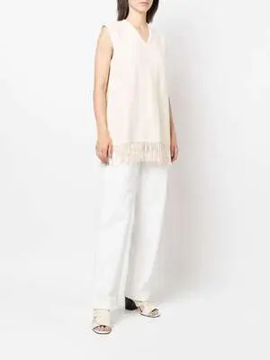 JIL SANDER Fringed V-neck Top