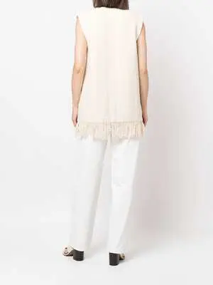 JIL SANDER Fringed V-neck Top