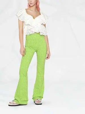 MSGM Check-pattern Flared Trousers
